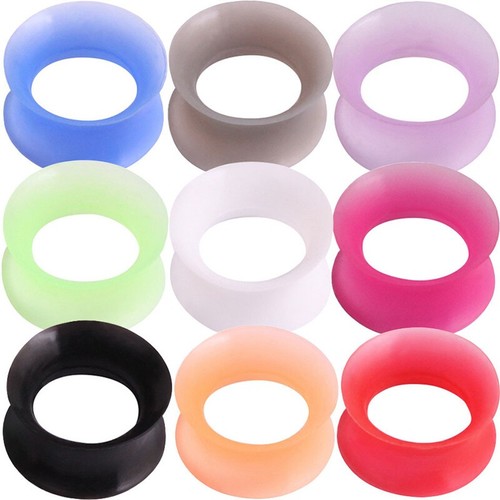 1 Pair Thin Silicone Ear Tunnels - Flexible Earskin Plugs & Gauges ...
