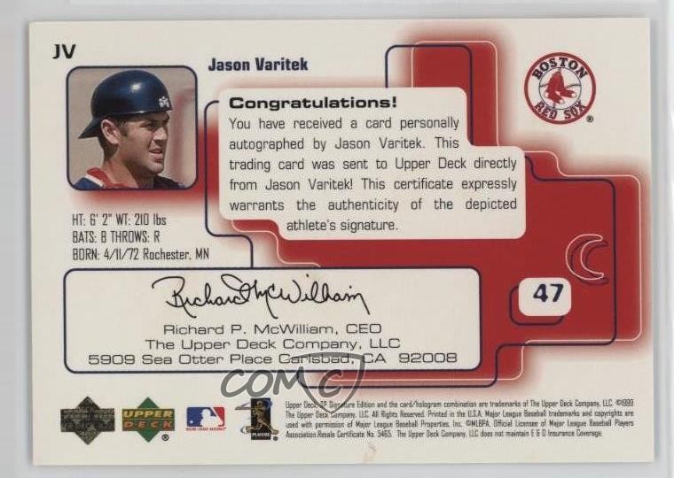 1999 SP Signature Edition Auto Jason Varitek #JV Auto | eBay