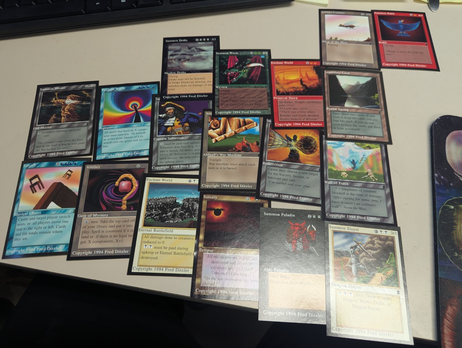 Mtg Middle Age Card Stickers Lot Of 18 w Promo Tokens Wasp & Rukh EX/NM ...