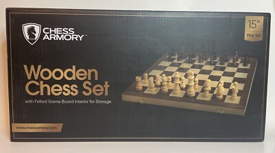 Chess Armory Chess Set 15" x 15" Wooden Chess Game Travel Chess Set New ...