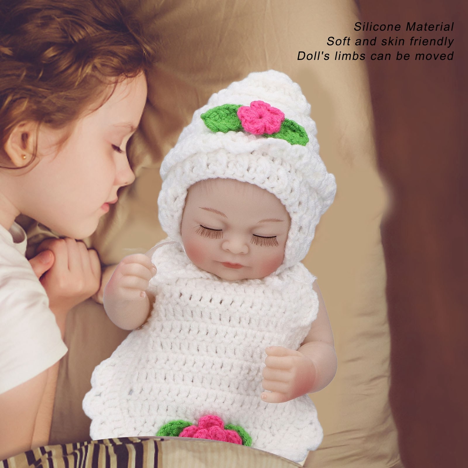 10 Inch Baby Doll Cute Soft Silicone Full Body With Knitted Reborn Baby ...