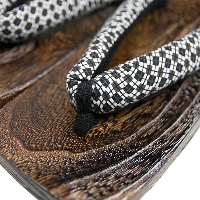 Japanese Men's Wooden Geta Sandals Traditional Footwear with Patterned ...