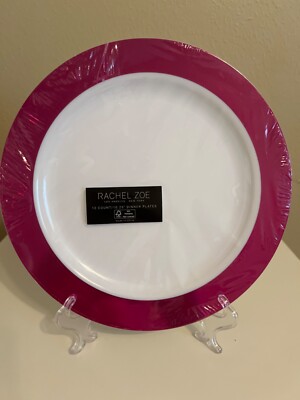 RACHEL ZOE Metallic Purple & White Disposable Round Dinner Plates Set ...