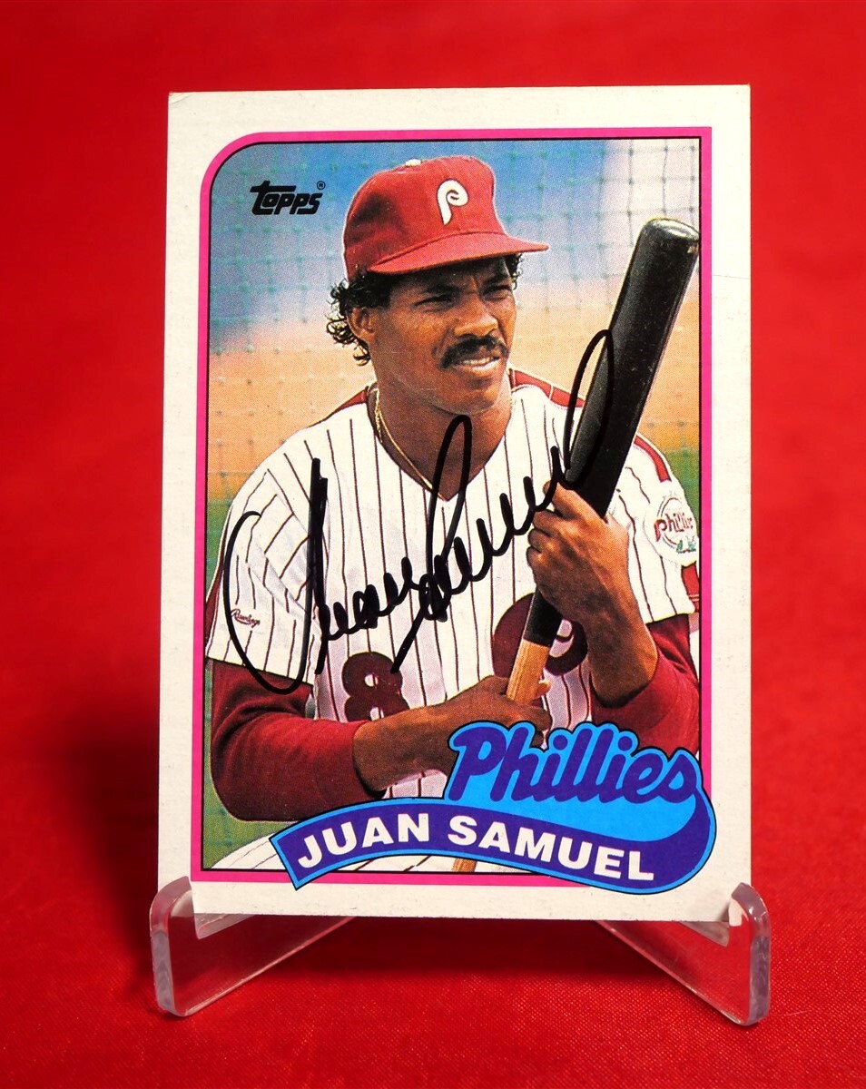Juan Samuel On Card Auto Autographed Topps 1989 Baseball Card #575 | eBay