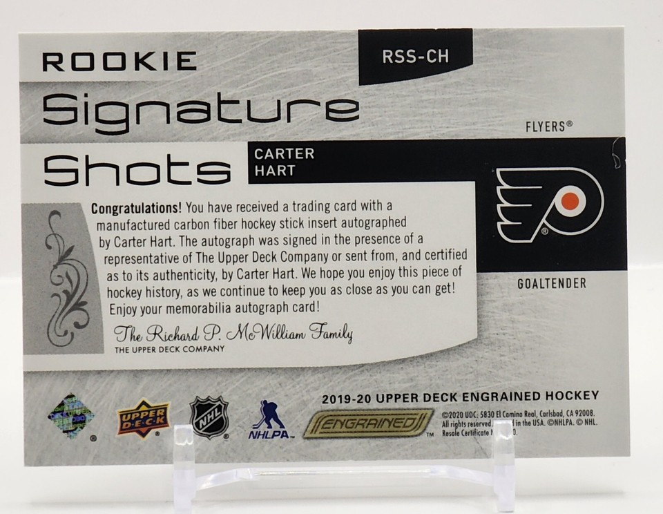Carter Hart 2019-20 Engrained Rookie Signature Shots #01/25 Flyers | eBay