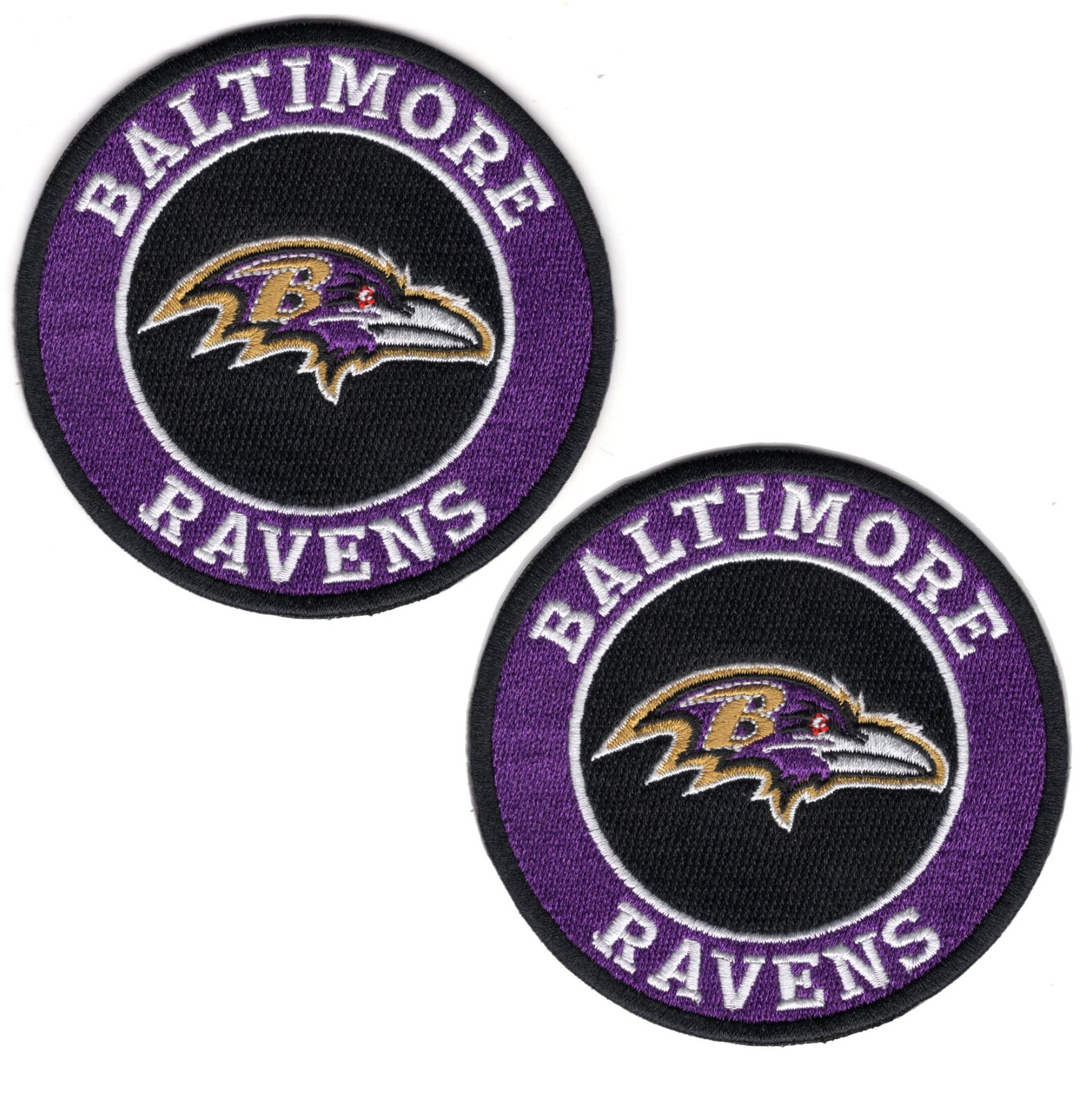 LOTS 2pcs Baltimore Ravens Iron On Embroidered Badge Patch Applique 3.5 ...