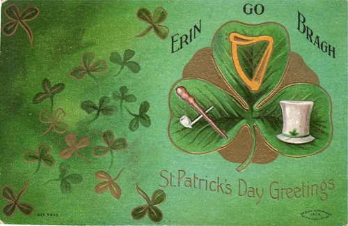 Irish Postcard ERIN GO BRAGH Flying Shamrocks St Patricks Day MW ...