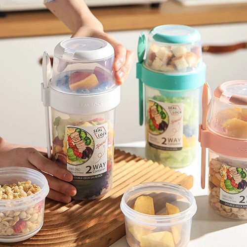 Take and Go Cereal Cup w/ Fork Yoghurt Fruit Salad Overnight Oats Food ...