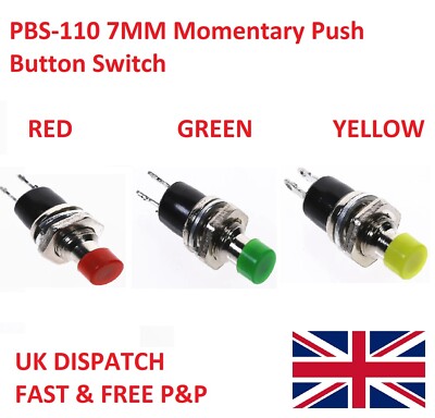 Momentary Push Button Switch Panel Mount SPST 7mm Normally Open ...