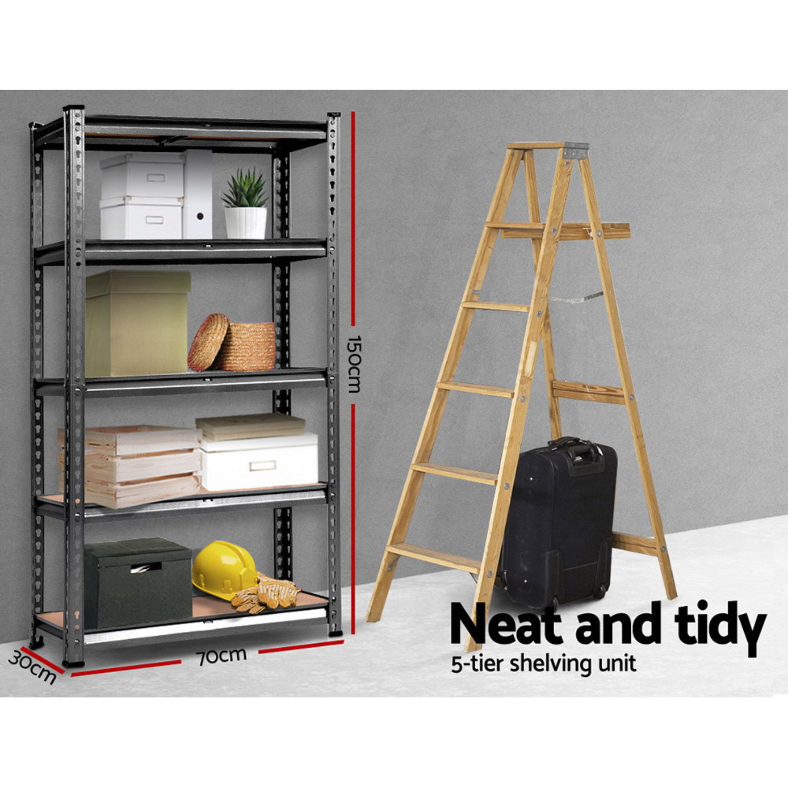 Giantz 1.5M Metal Steel Warehouse Shelving Racking Garage Storage ...