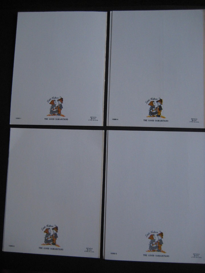 4 UNUSED vintage greeting cards AUTUMN Little Helpers Birthday Thank U ...