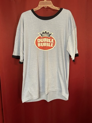 DUBBLE BUBBLE American Original Light Blue Ringer XXL Men's Tee Shirt ...