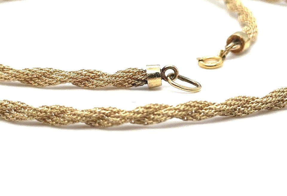 FINE VINTAGE MESH BRAIDED ROPE CHAIN SOLID 14K YELLOW GOLD 18” LONG | eBay