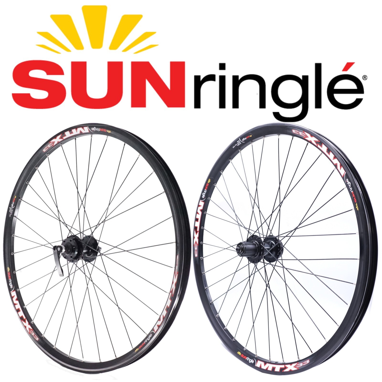 Sun Ringle MTX33 26" Front & Rear MTB Bike Disc Black QR Wheelset | eBay