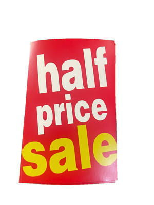 100 RETAIL STORE Half Price SALE PRICE DISPLAY CASE SHELF SIGNS -Price ...