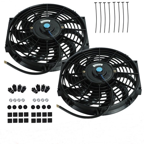 2PCS Universal 12in Pull Push Electric Radiator Cooling Fan Slim 12V ...