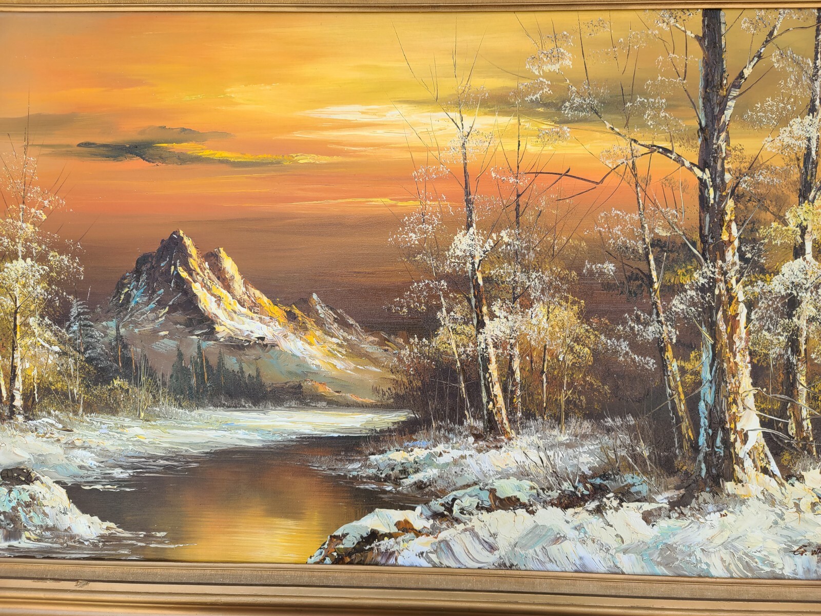 Vintage Huge 48" Original Signed G WHITMAN Landscape Oil Painting | eBay