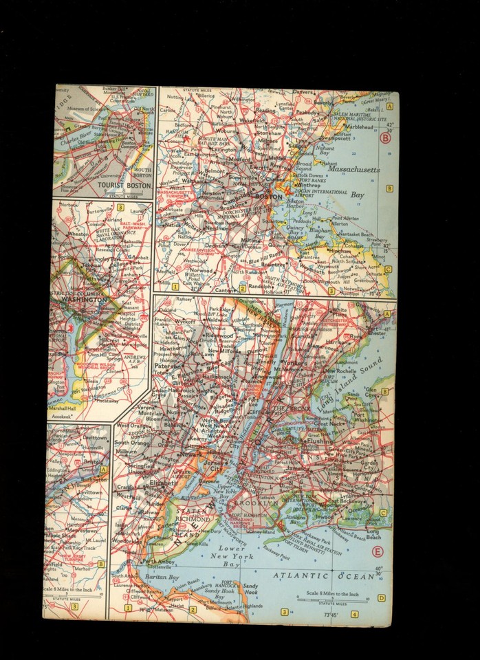 1962 Map WASHINGTON TO BOSTON National Geographic | eBay