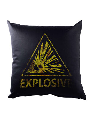 Caution Explosive Vintage Logo Sign Cushion Pillow Warning Danger ...