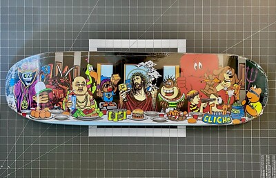 RARE! Signed By Artist Marc Mckee “Last Supper” Cliche Skateboard Deck ...
