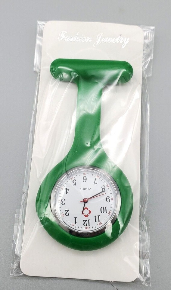 Nurse Watch Pin Brooch Silicone Green Lapel Jelly Cover Quartz Fashion ...