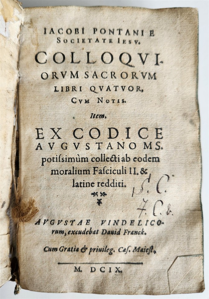 1609 Colloquiorum sacrorum antique VELLUM BINDING MADE OF ANCIENT ...