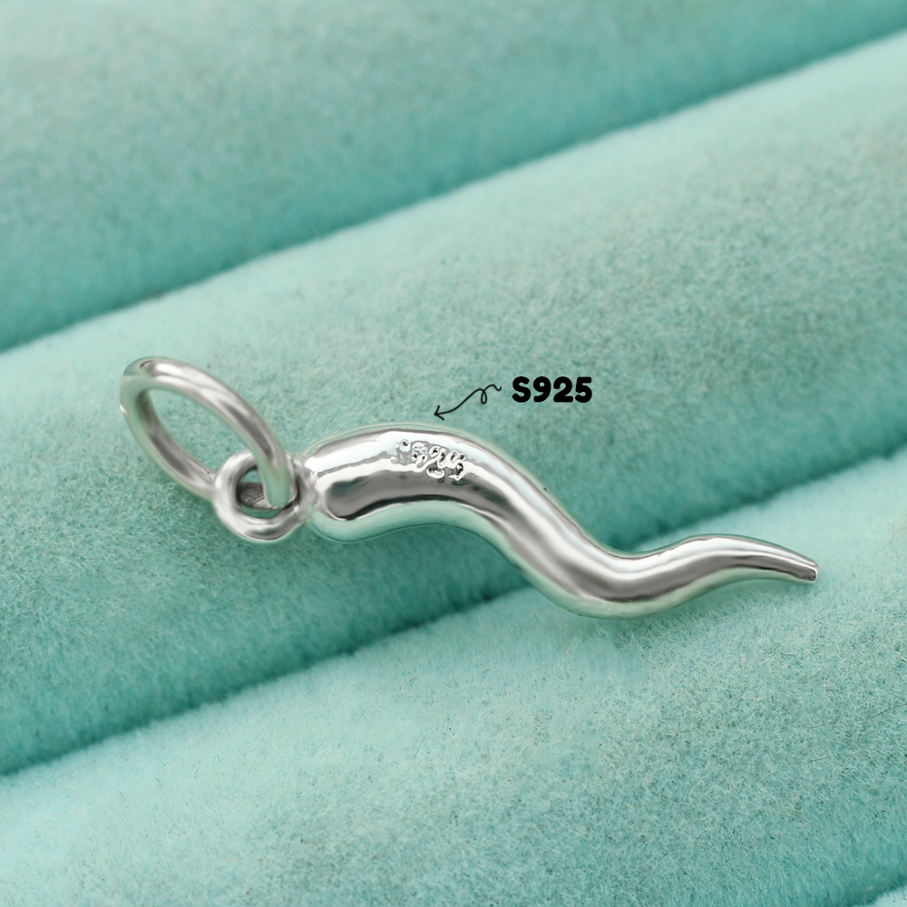 Italian Horn Chilli Pepper Pendant Charm 3D In 925 Sterling Silver ...