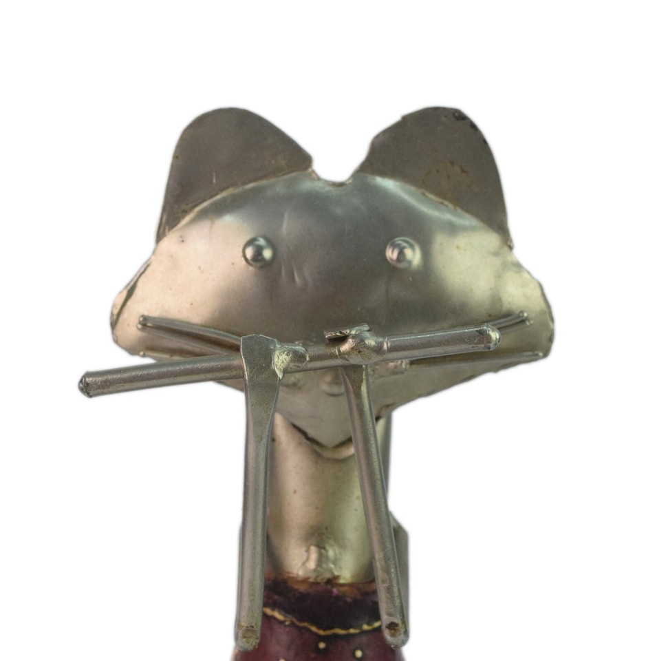 Handicraft Cool Cat Figure Playing Music Folk Art Sculpture Metal ...