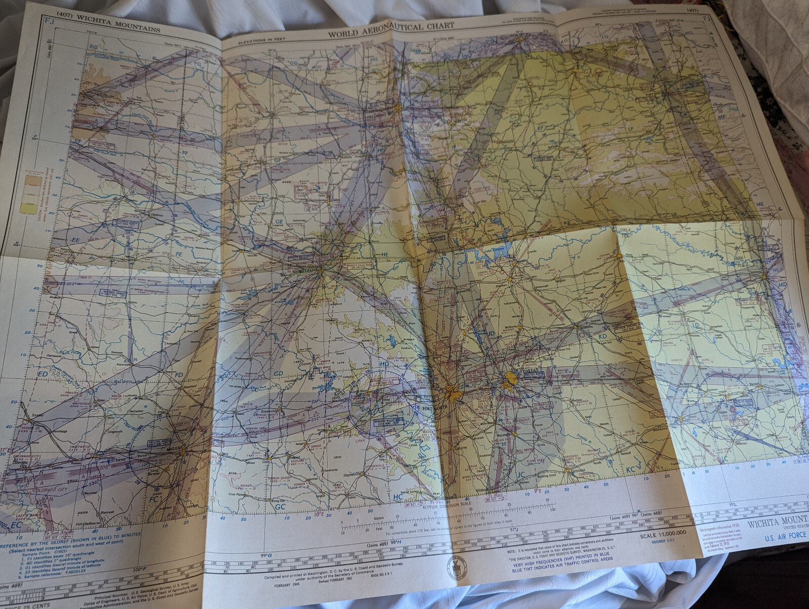 World Aeronautical Chart map Wichita Mountains (407) Feb 1951 US | eBay