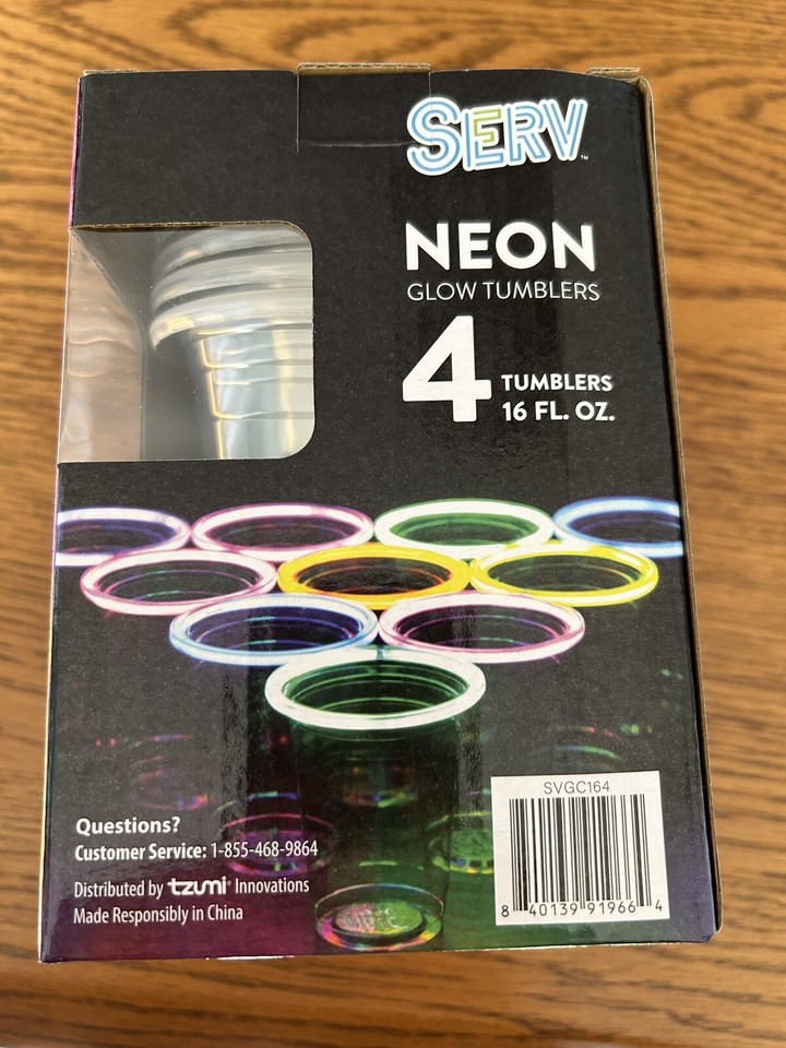 Serv Neon Glow Tumblers 4 16 Fl Oz - Glows For 8-12 Hours | eBay
