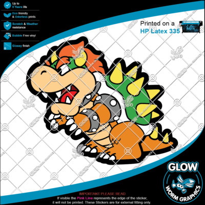 Super Mario Bros Bowser Car Van Funny Ford Nintendo Laptop Sticker ...