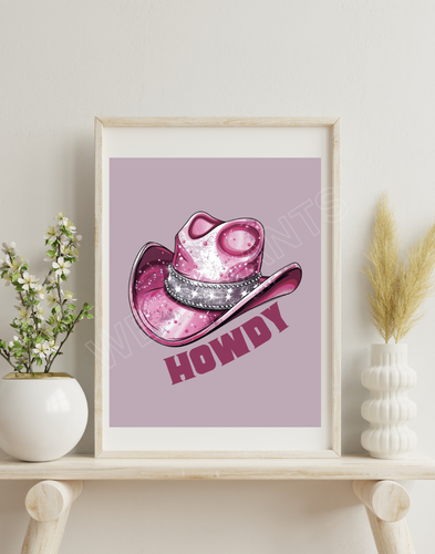 HOWDY Cowboy Hat 11x14 Art Print- Cowboy Vibes, Cowgirl Hat, Star ...