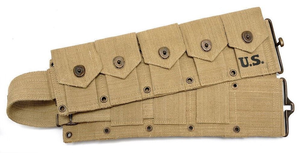 WW2 US M1 Garand M1923 Cartridge Belt Khaki Dated 1942 will fit up to ...
