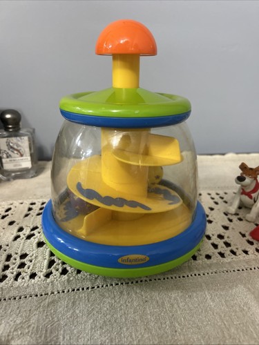 Infantino Green and Blue Toddlers Press & Pop Spin Top Toy. | eBay