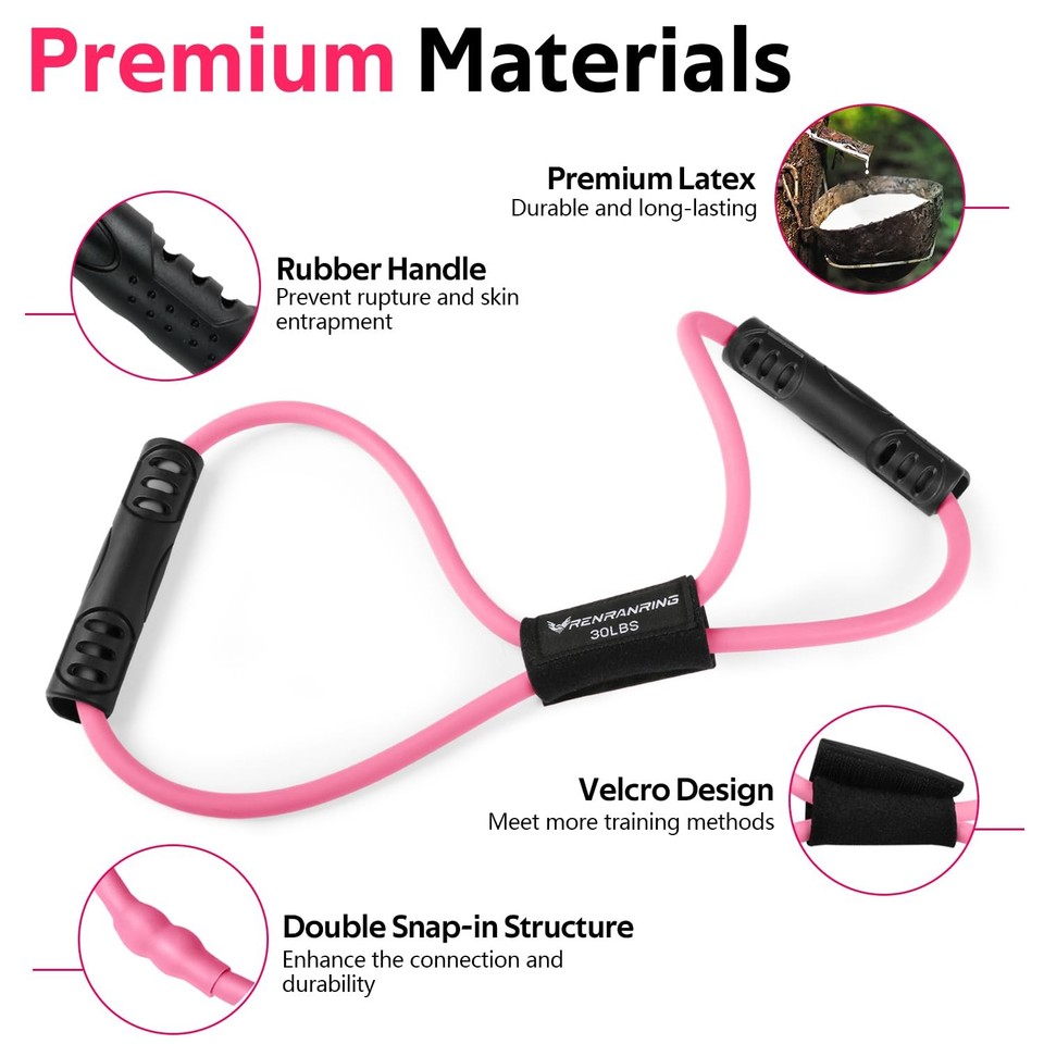 5PCS Figure 8 Fitness Resistance Bands with Handles - Exercise Tube ...