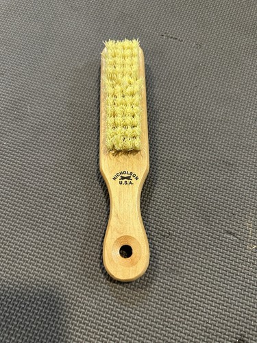 Vintage NICHOLSON Wire Bristle Brush Wooden Handle File Card Cleaner 10 ...