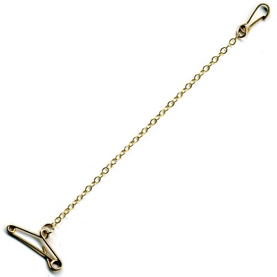 Rolled Gold Brooch Safety Chain with Safety Pin & Tension Clip - FS43 ...