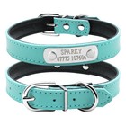 PU Leather Personalized Dog Collars Free Engraving Custom Cat Pet Name ...
