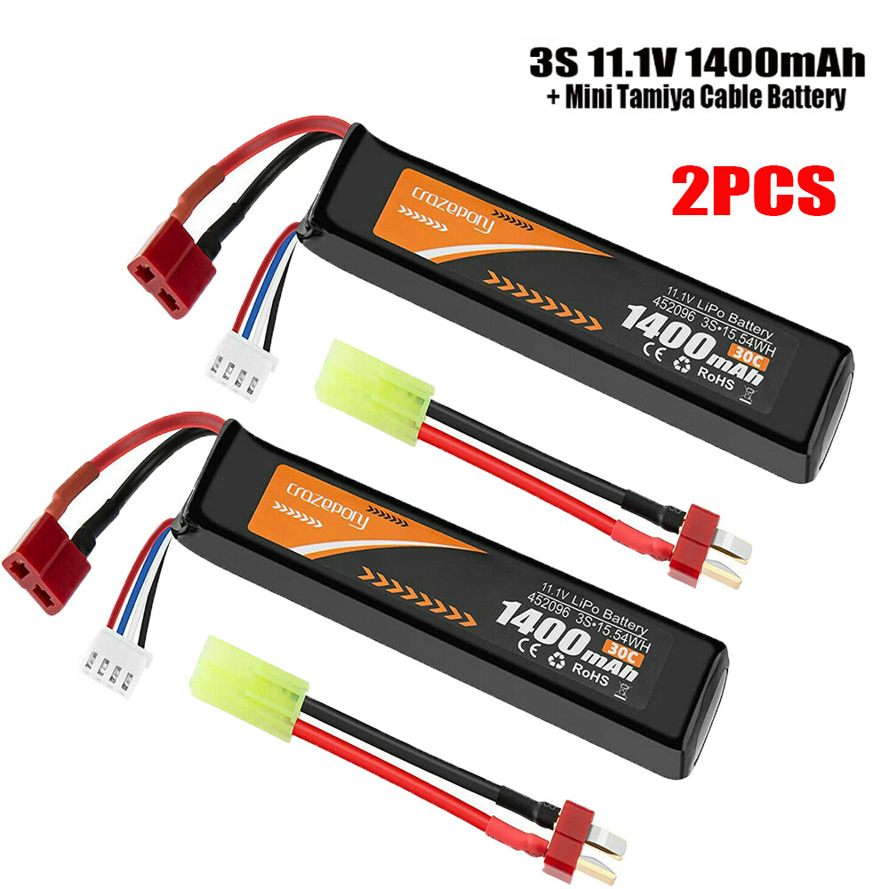 1200mAh/1400mAh/2000mAh 7.4V/11.1V 2S/3S Airsoft Battery + Mini Tamiya ...
