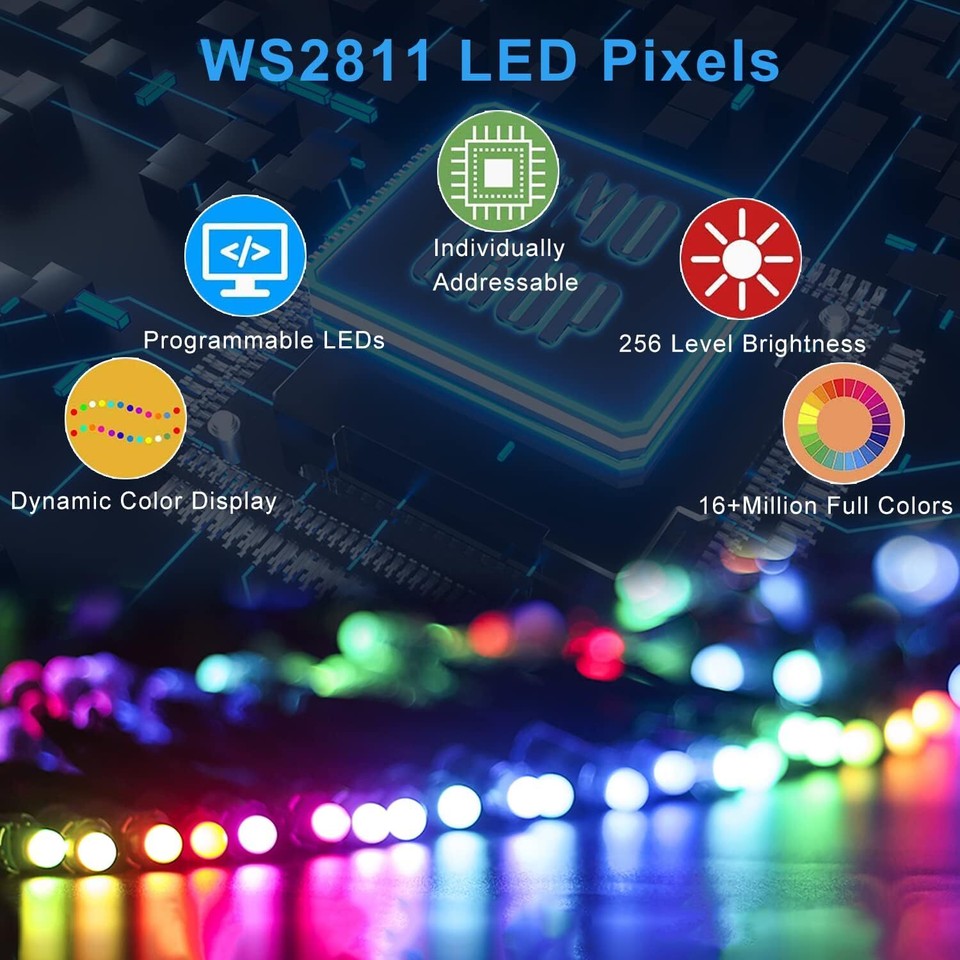 1000PCs 12V WS2811 RGB LED Strip Pixel Digital Individually Addressable ...