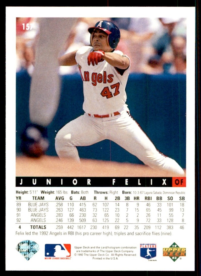 1993 Upper Deck Junior Felix Baseball Cards #157 | eBay