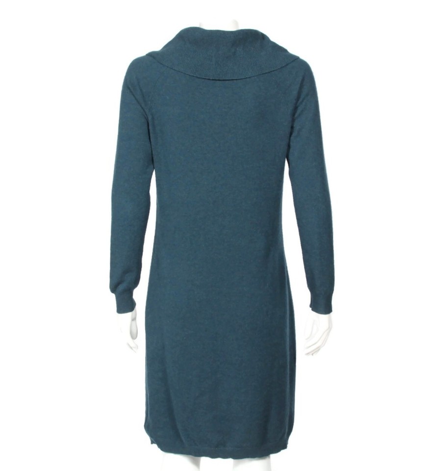 Magaschoni 100% Cashmere Sweater Dress Women's Teal Cowl Neck sz Medium ...