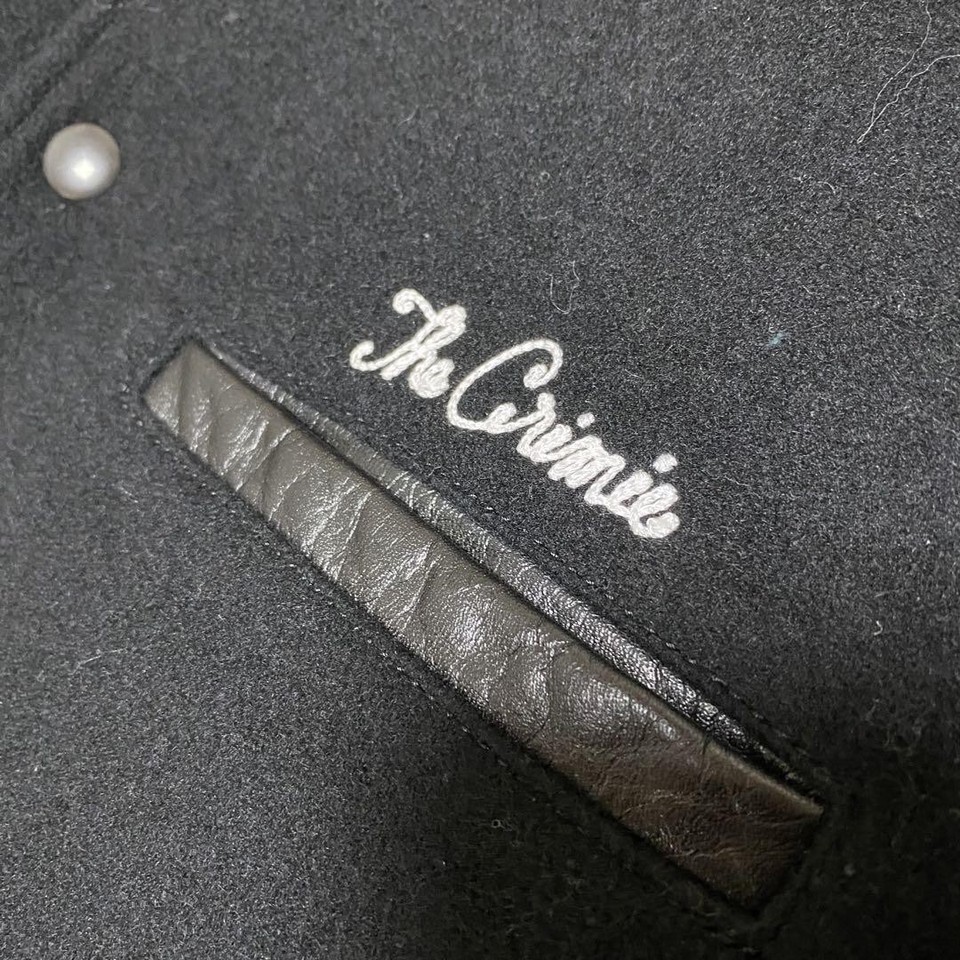 The CRIMIE Embroidered Logo Wool & Leather Stadium Jacket Black M Used ...