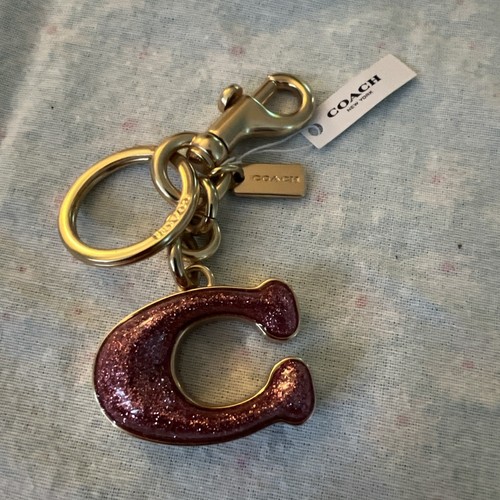 🌟🌷NWT Coach 3D Glitter C Resin Key Fob / Bag Charm In Rose Pink ...