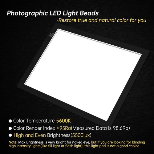 Slide Viewer Light Box 5600K 12”x8” Ultra-Thin Adjustable Brightness ...