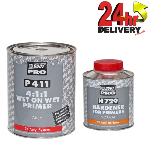 HB Body 411 4:1:1 Wet on Wet Grey Primer 1.25ltr Kit with H729 Normal ...