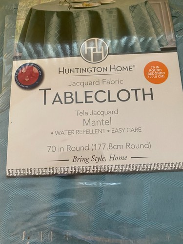 Huntington Home Jacquard Fabric Blue Tablecloth - 70" Round - New | eBay