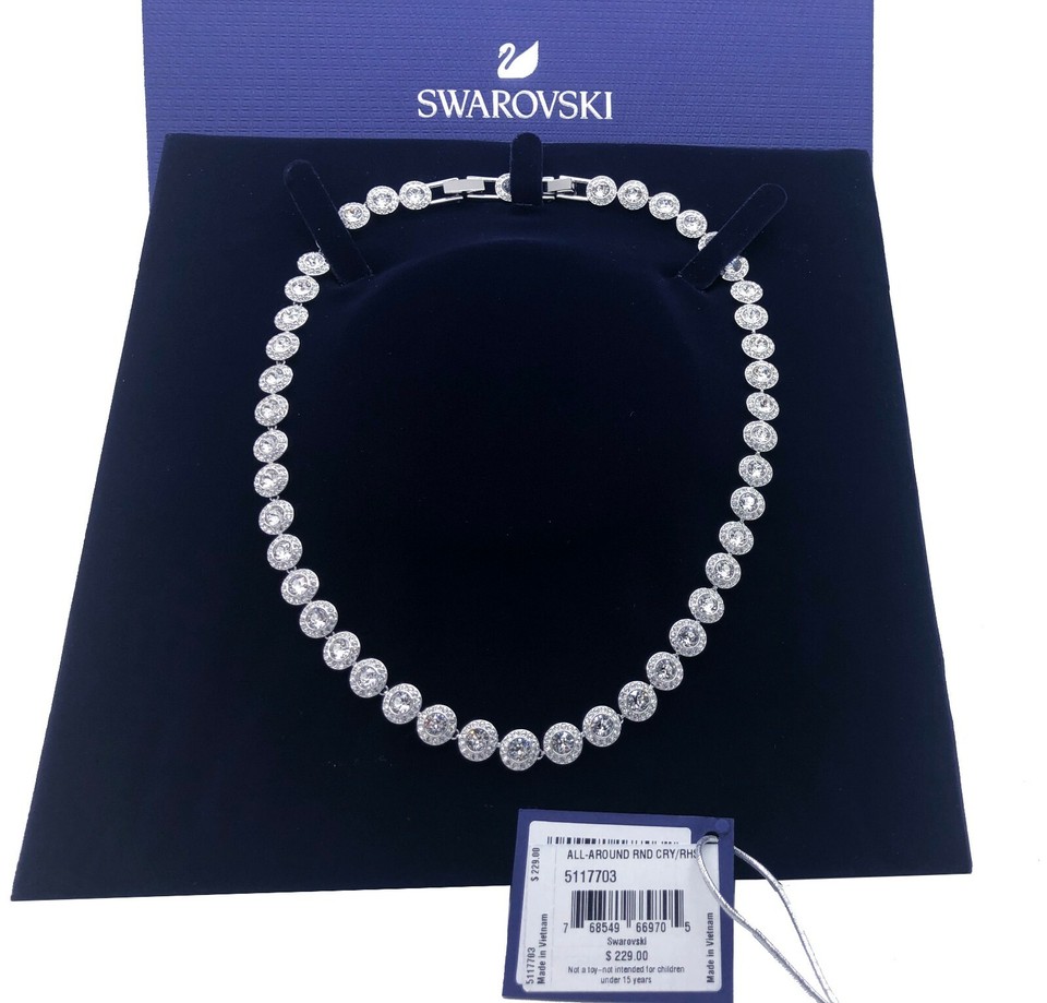 100% SWAROVSKI Rhodium Rose Gold Angelic Stone Sparkle Necklace 5117703 ...