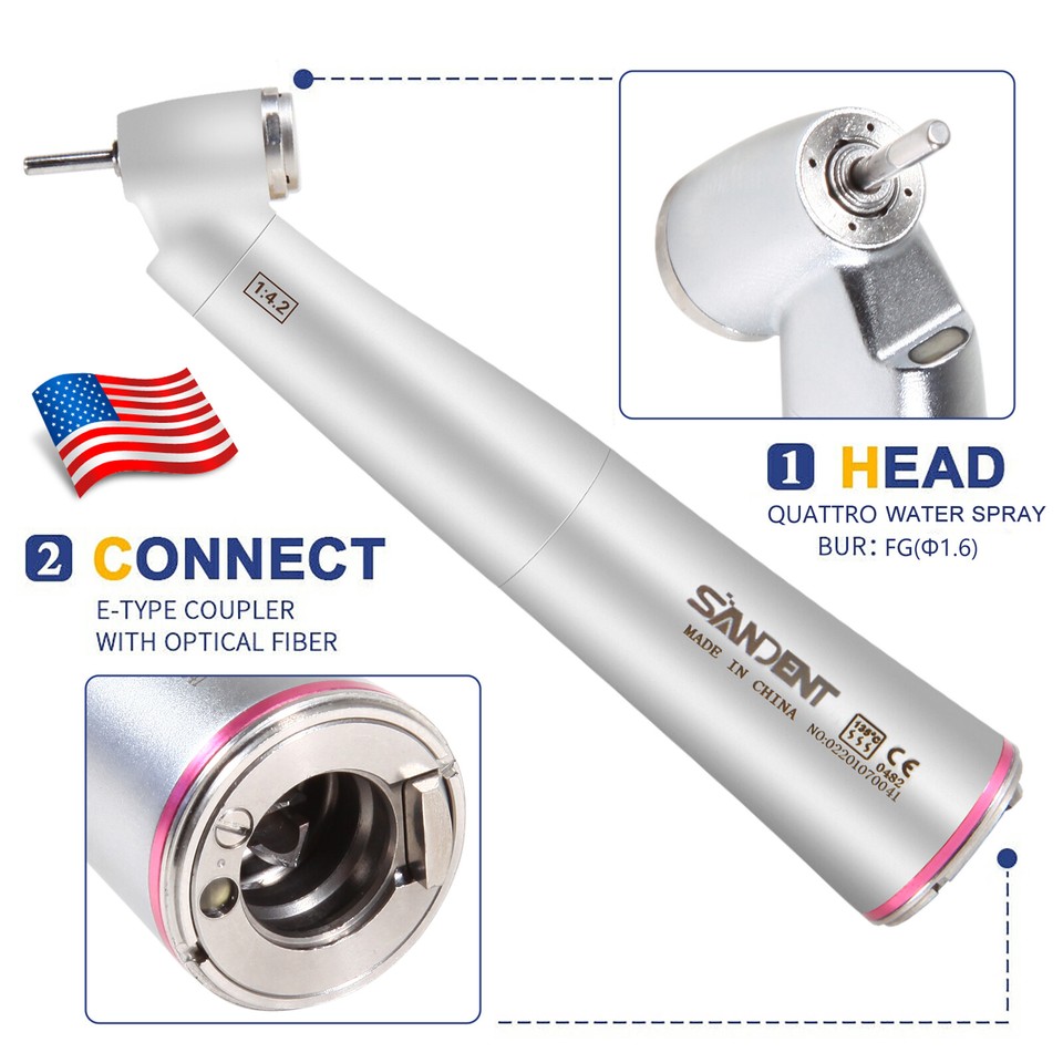 NSK Ti-Max Style Dental Handpiece 1:4.2 Contra Angle LED 45° Angle Red ...