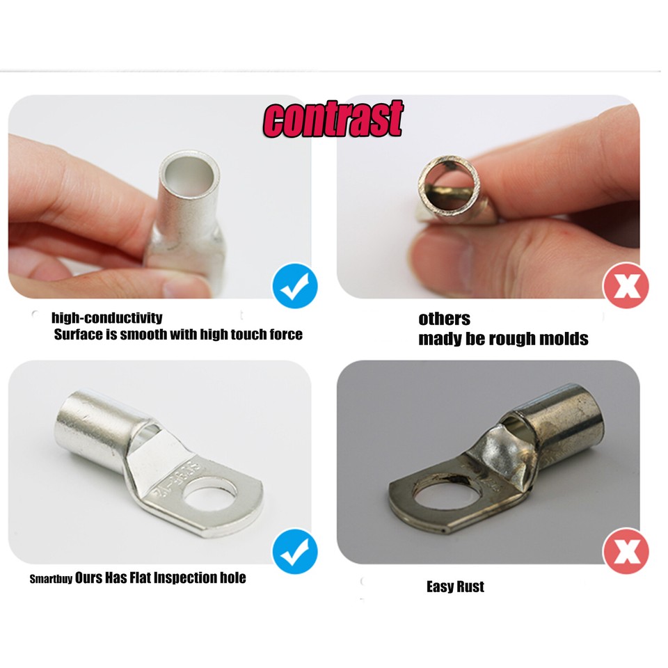 Marine Grade Battery Cable Copper Lugs End Eyelets Crimp Electric ...